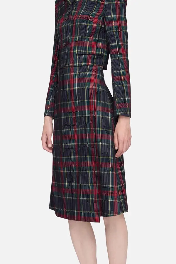 EMILIA WICKSTEAD Ifsa Skirt In & Green Flocked Check