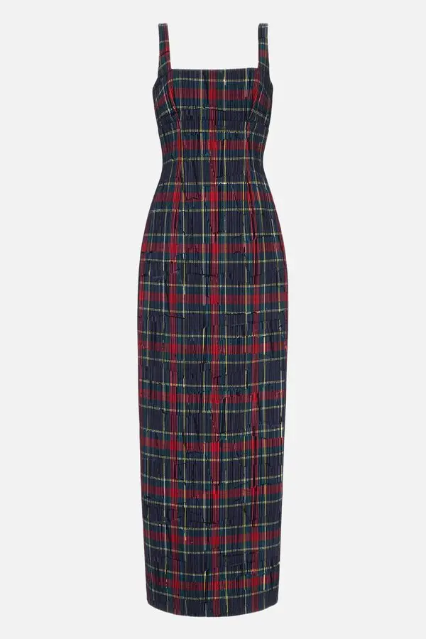EMILIA WICKSTEAD Micheline Dress In & Green Flocked Check