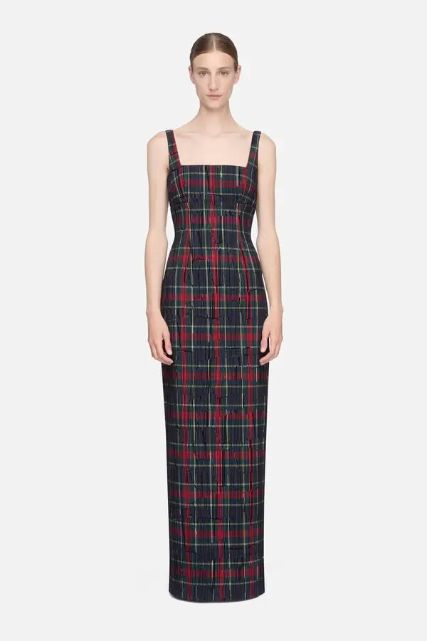 EMILIA WICKSTEAD Micheline Dress In & Green Flocked Check