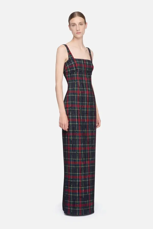 EMILIA WICKSTEAD Micheline Dress In & Green Flocked Check