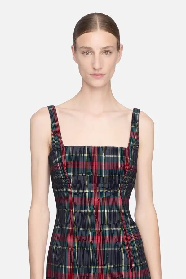 EMILIA WICKSTEAD Micheline Dress In & Green Flocked Check