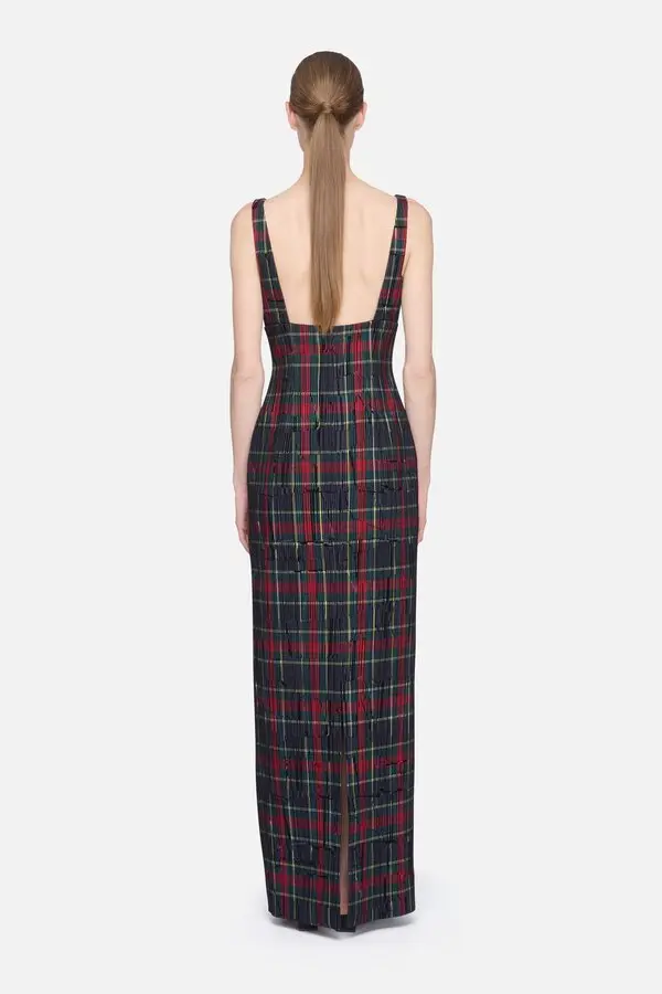EMILIA WICKSTEAD Micheline Dress In & Green Flocked Check