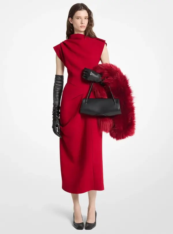 Michael Kors Stretch Bouclé Crepe Draped Sheath Dress In Size By