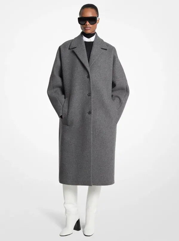 Michael Kors Wool Melton Cocoon Coat In Size By