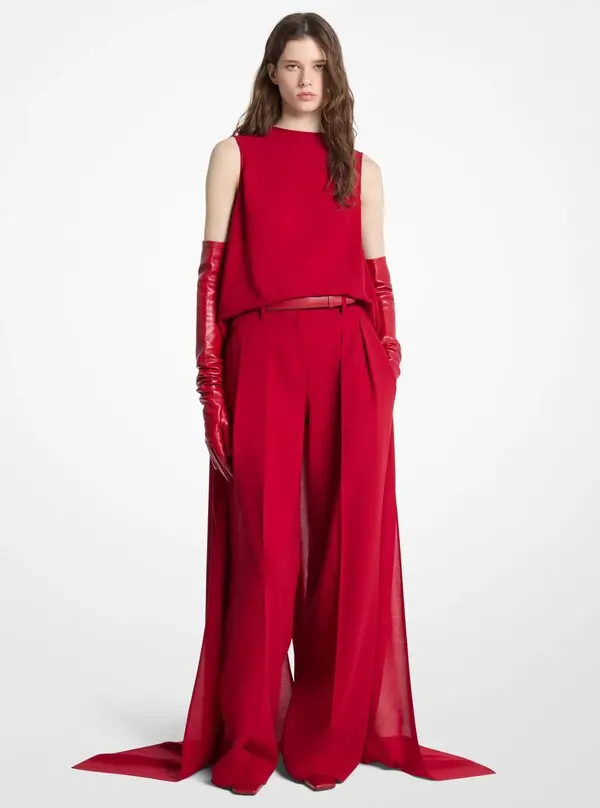 Michael Kors Wool Crepe Opera Blouse In Size By