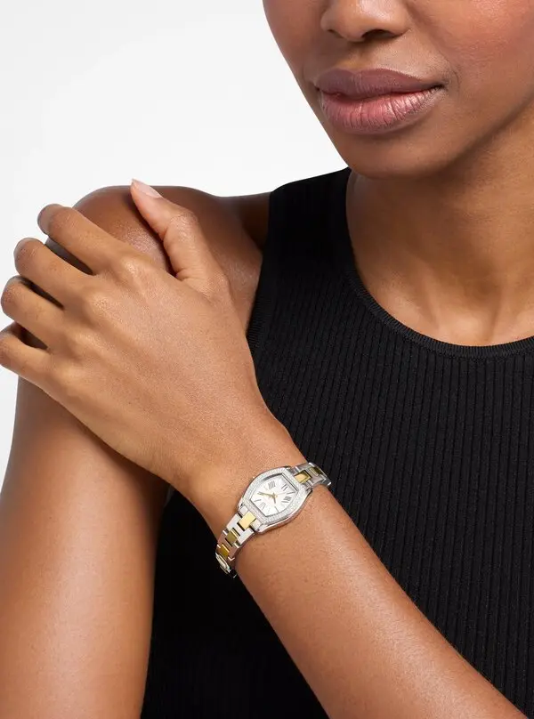 Michael Kors Petite Chelsea Pavé Two-tone Watch In By