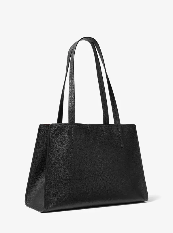 Michael Kors Hamilton Moderne Large Leather Tote Bag In By - Black