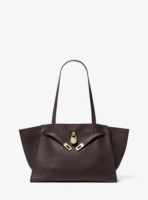 Michael Kors Hamilton Large Leather Tote Bag In By - Brown