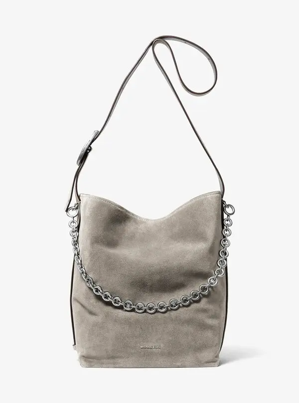 Michael Kors Nolita Large Suede Bucket Bag In By - Brown