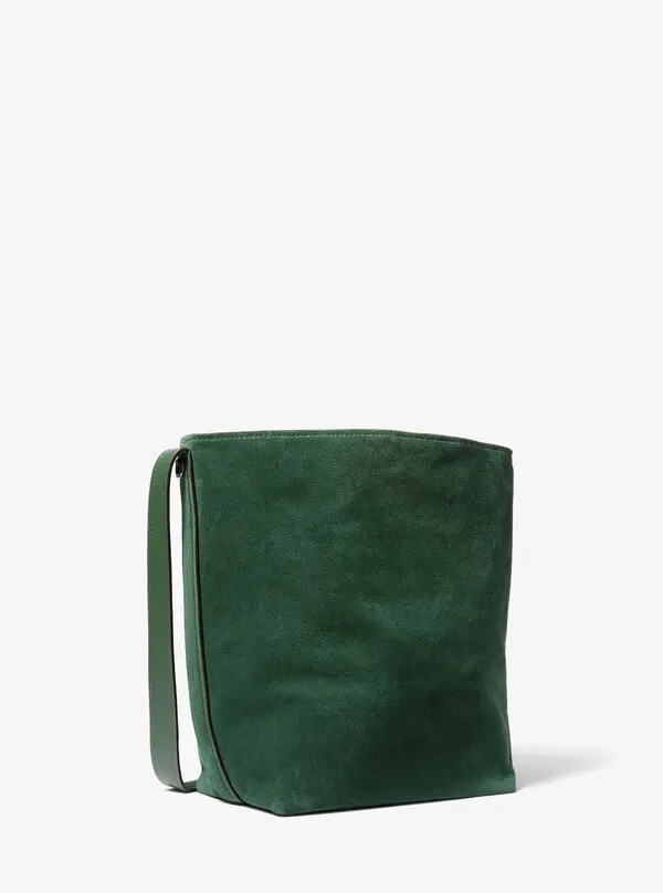 Michael Kors Nolita Large Suede Bucket Bag In By - Green
