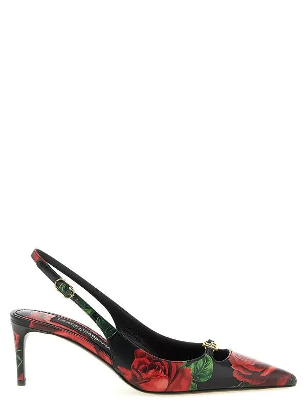 Dolce & Gabbana Rose Print Slingbacks