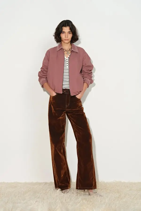 Fabrique Aurora Embroidery Cropped Bomber Jacket In 100% Cotton