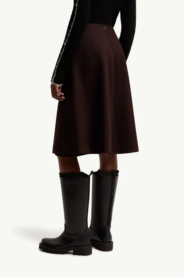 Moncler Wool Gabardine Midi Skirt - Brown