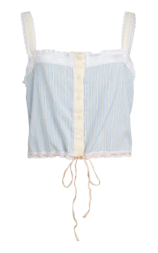 Chloé Lace-trimmed Silk Top - Blue