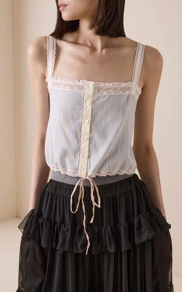 Chloé Lace-trimmed Silk Top - Blue