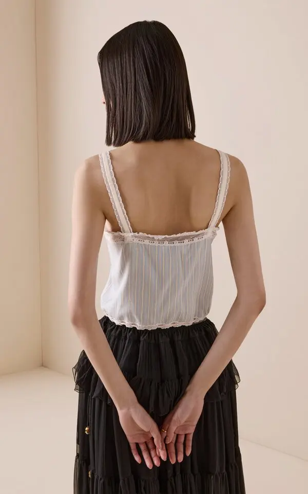 Chloé Lace-trimmed Silk Top - Blue