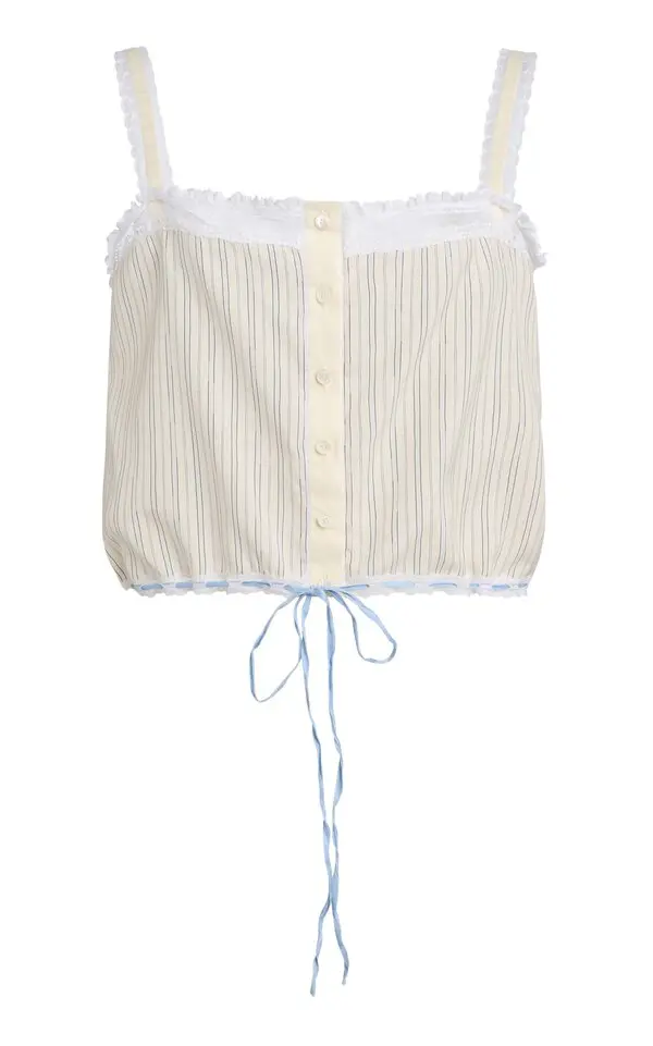 Chloé Lace-trimmed Silk Top - Neutral