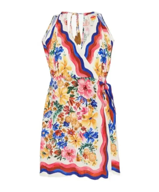 Farm Rio Floraline V-neck Wrap Mini Dress - Multicolor