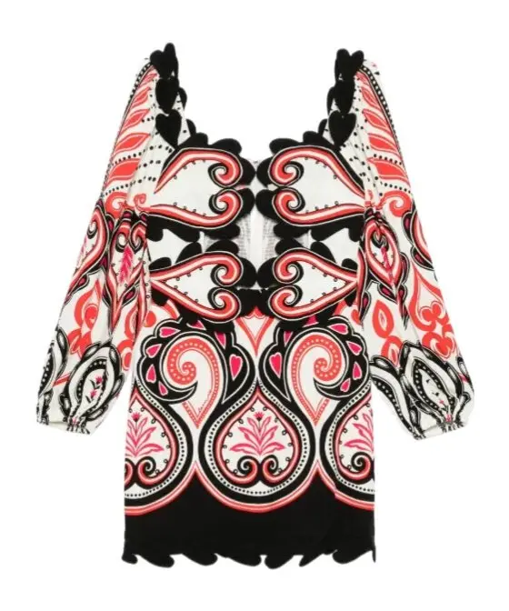 Farm Rio Graphic Cut-out Hearts Mini Dress - Multicolor