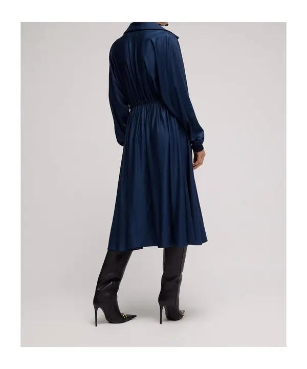 Gucci Gathered-waist Crest Embroidered Long Dress