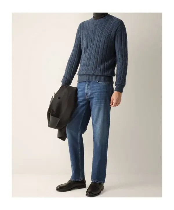 Zegna Melange Oasi Cashmere Crewneck - Light Blue