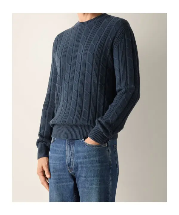 Zegna Melange Oasi Cashmere Crewneck - Light Blue