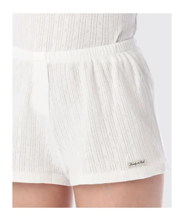 SPORTY  RICH Sporty Rich Pointelle Logo Knit Shorts