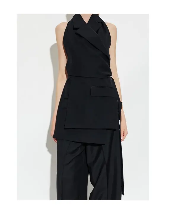Dries Van Noten Backless Wool Twill Top