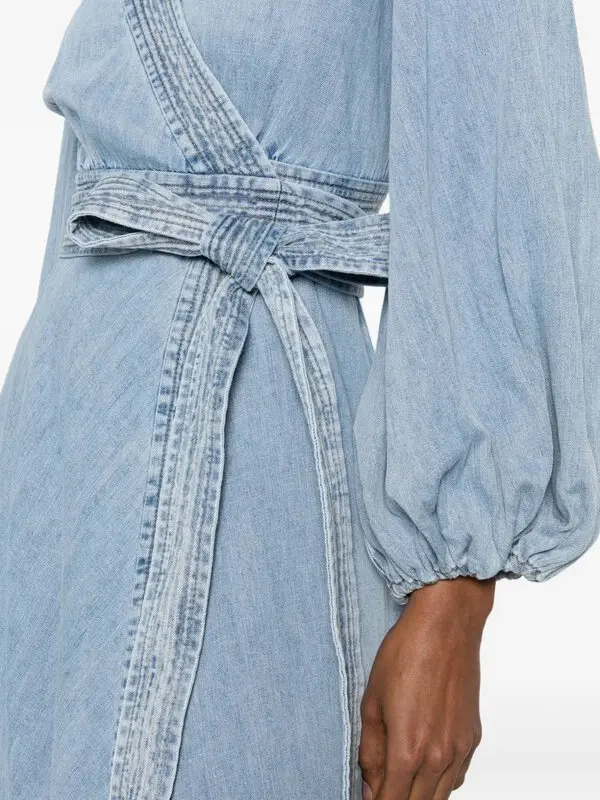 Zimmermann Indra Wrap Midi Dress - Light Blue
