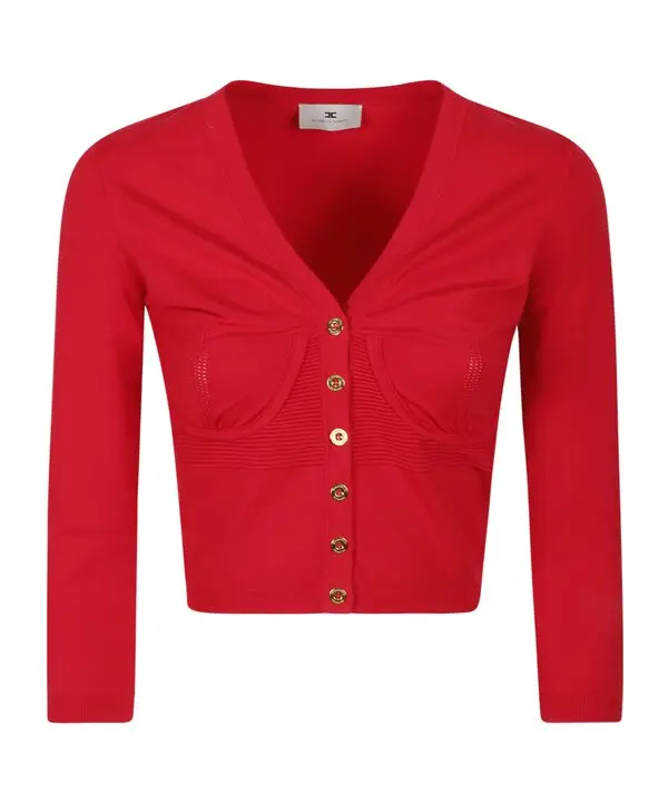 Elisabetta Franchi Corset-style V-neck Cardigan - Red