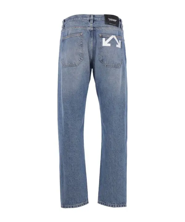 Off-White Logo Printed Straight Leg Jeans