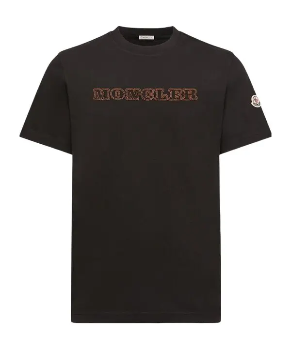 Moncler Logo Cotton Jersey T-shirt - Black