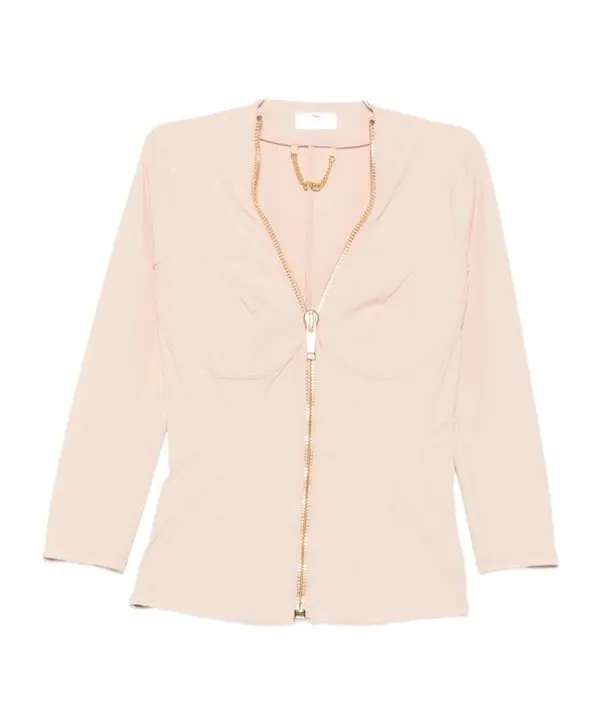 Elisabetta Franchi Corset-style Zip-up Jacket - Beige