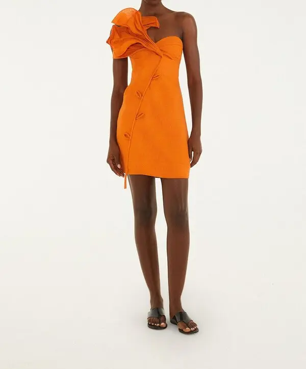 Farm Rio Ruffle One-shoulder Mini Dress
