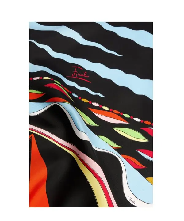 Emilio Pucci Mixed Print Silk Scarf