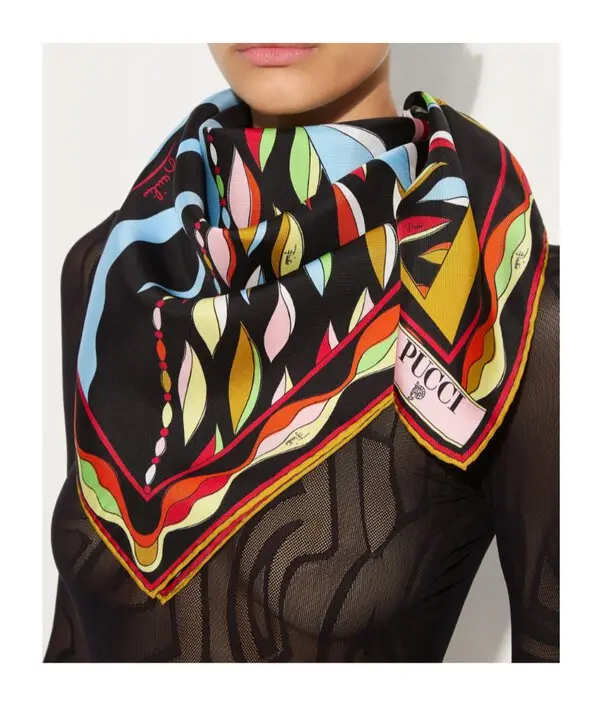 Emilio Pucci Mixed Print Silk Scarf