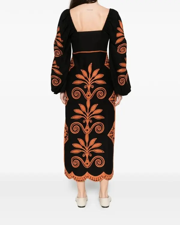 Farm Rio Cornely Ainika Long-sleeve Midi Dress