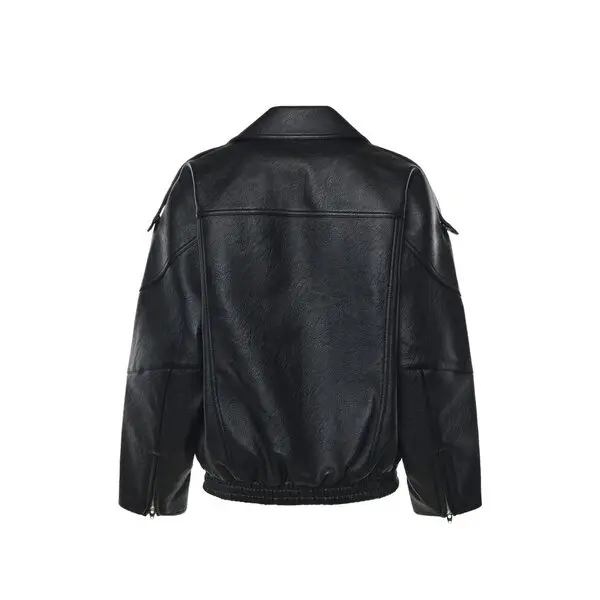 THE FRANKIE SHOP Hudson Faux Leather Bomber Jacket - Black