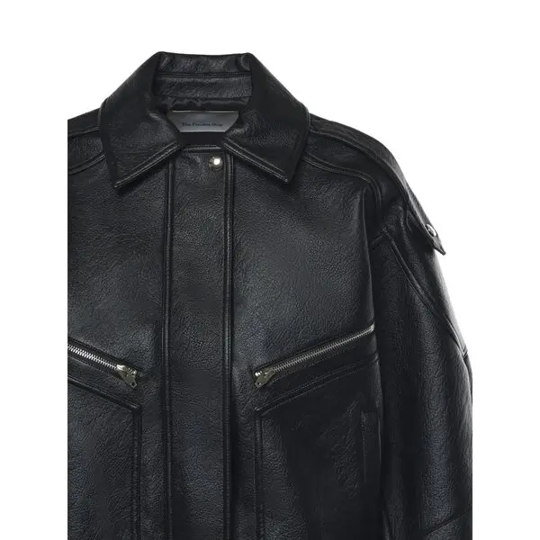 THE FRANKIE SHOP Hudson Faux Leather Bomber Jacket - Black
