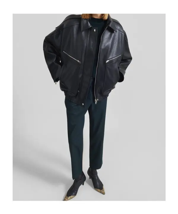 THE FRANKIE SHOP Hudson Faux Leather Bomber Jacket - Black