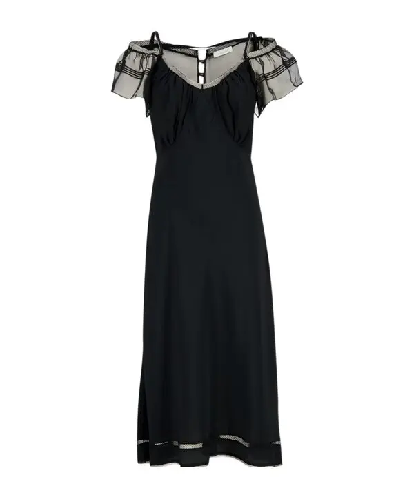 Rabanne Mesh-panelled Cold-shoulder Midi Dress
