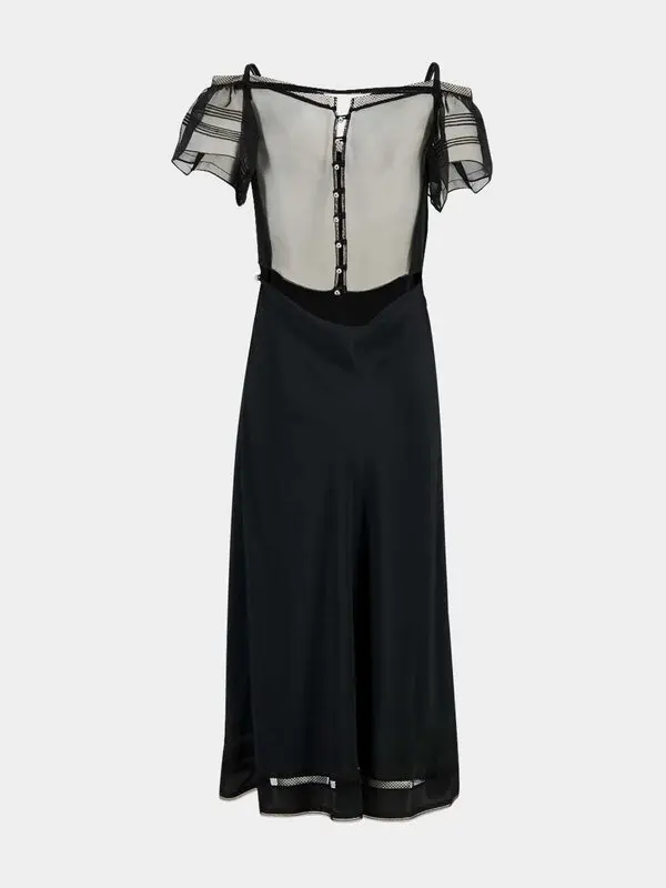 Rabanne Mesh-panelled Cold-shoulder Midi Dress