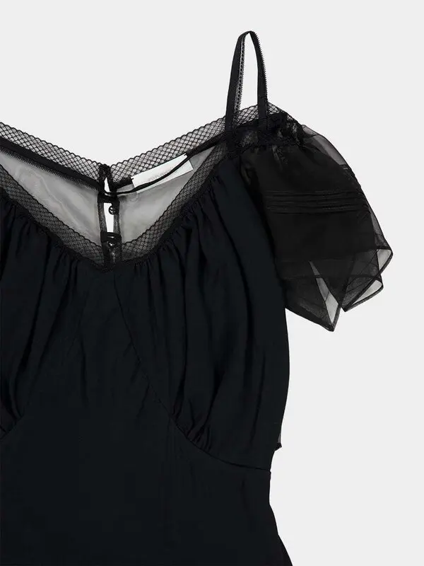 Rabanne Mesh-panelled Cold-shoulder Midi Dress