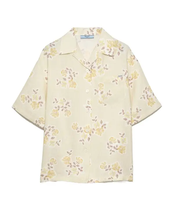 Prada Floral Print Old Linen Shirt - Vanilla