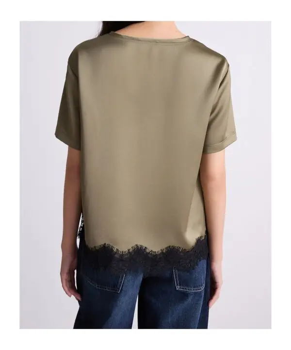 Marella Satin T-shirt With Lace Detail