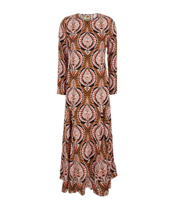 Farm Rio Pineapple Jewelry Floral Midi Dress - Multi-color