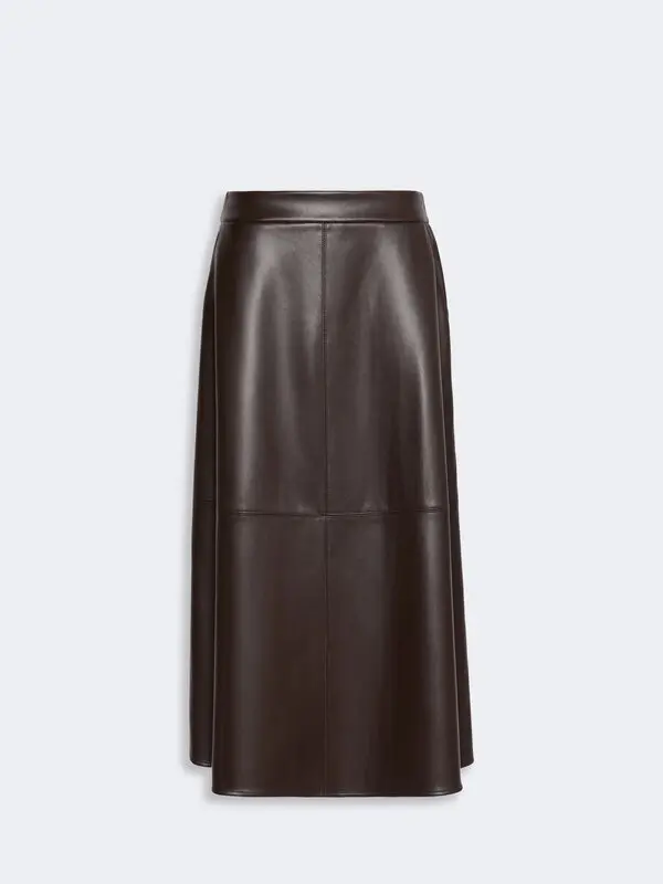 Max Mara Nordica Faux Leather Midi Skirt - Brown