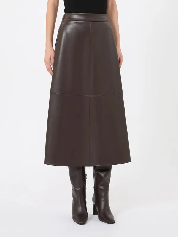 Max Mara Nordica Faux Leather Midi Skirt - Brown