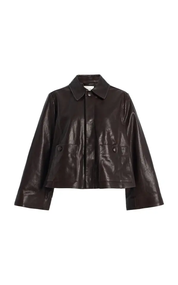 FRAME The Paper Leather Mini Swing Jacket - Brown