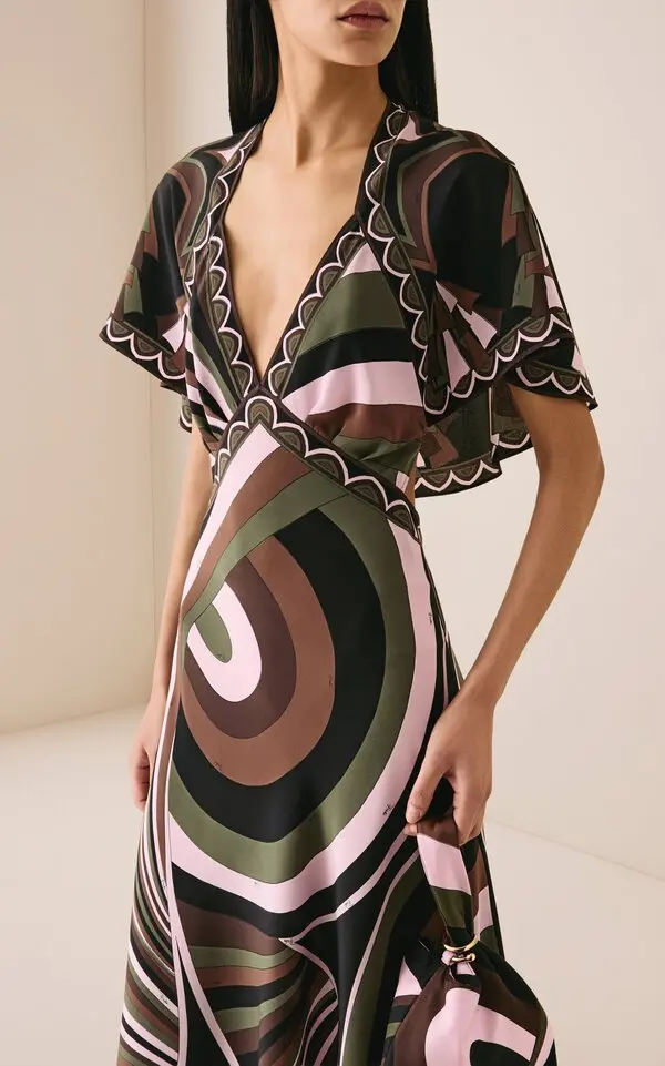 Emilio Pucci Asymmetric Silk Midi Dress